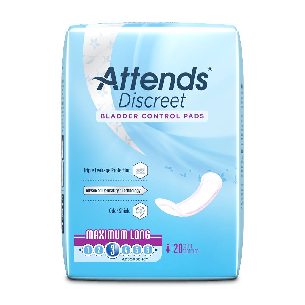 Attends Discreet Maximum Long Pads (Case of 200) - Gladwell Care